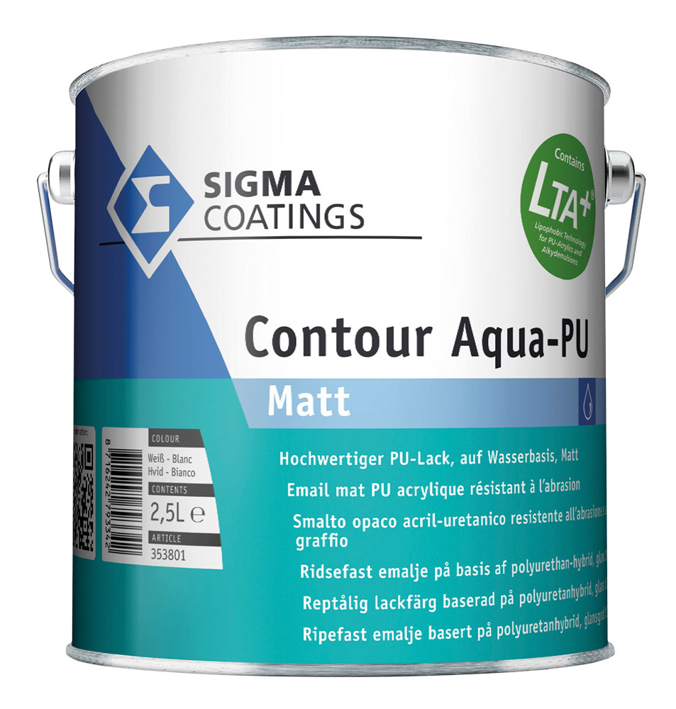 SIGMA Contour Aqua-PU Streichlack 1 l matt Weiß | FARBENEXPERTE24